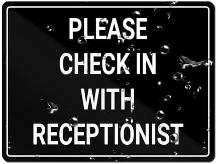 Please Check In With Receptionist Wall Or Door Sign- Black & White ...