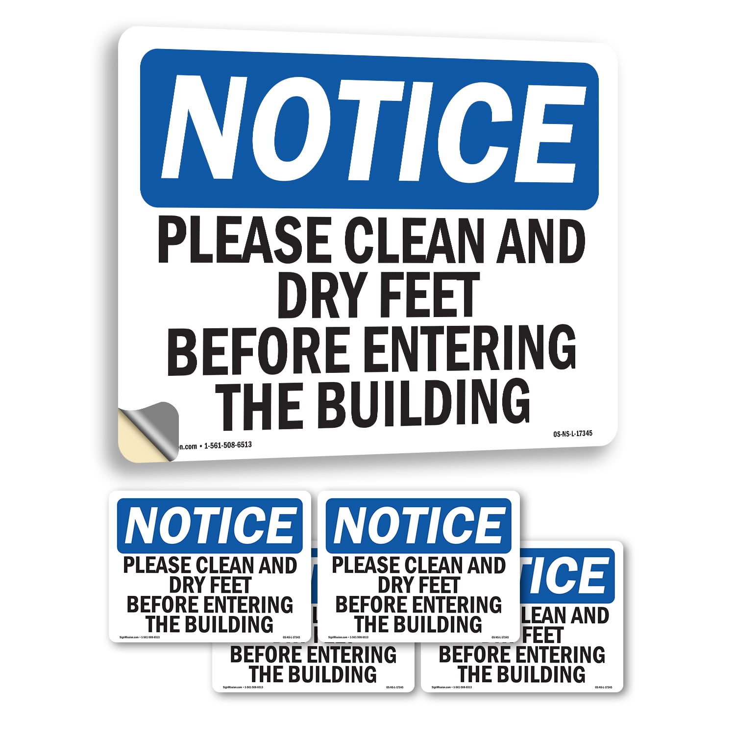 Please Clean And Dry Your Feet Before Entering OSHA Notice Vinyl Decal ...