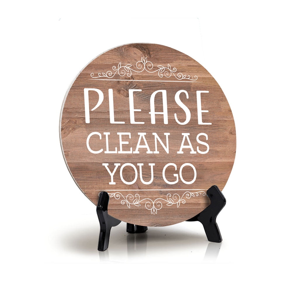 Please Clean As You Go (5 x 5“) Circle Table Sign with Acrylic Stand ...