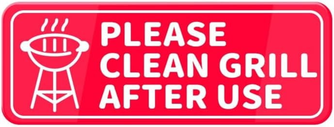 Please Clean Grill After Use Door Sign - Highly Visible Plastic Placard ...