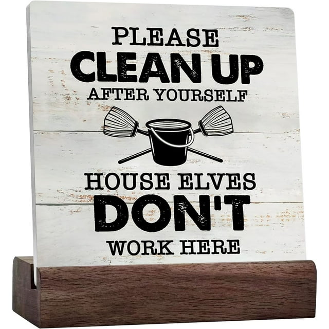 Please Clean Up After Yourself Sign Rustic Ceramic Table Sign Farmhouse ...