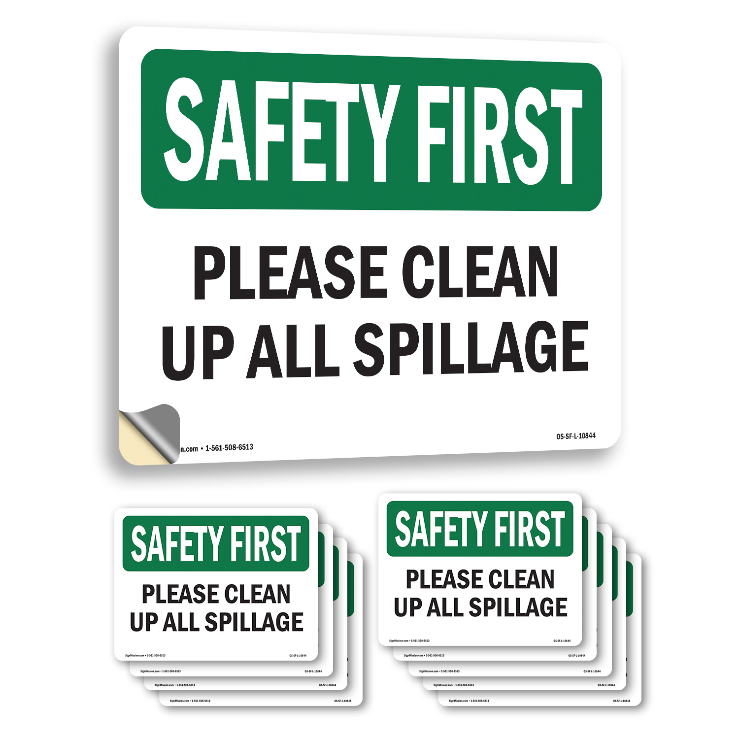 Please Clean Up All Spillage OSHA SAFETY FIRST Vinyl Decal Label 5 Inch ...
