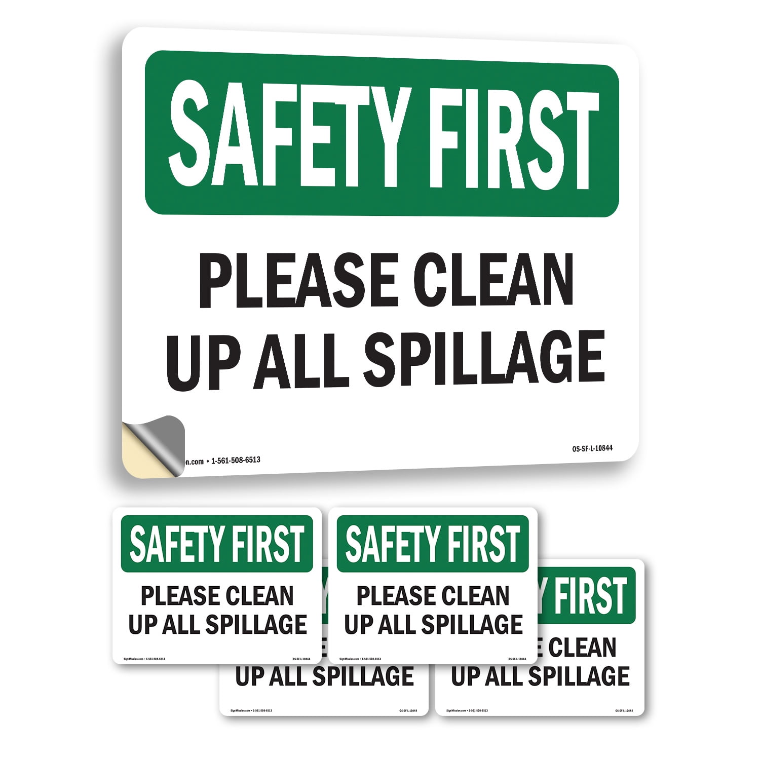 Please Clean Up All Spillage OSHA SAFETY FIRST Vinyl Decal Label 5 Inch ...