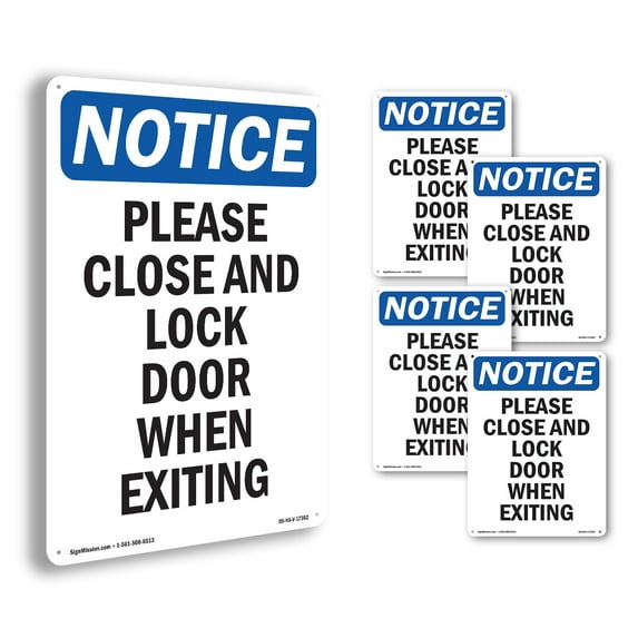 Please Close And Lock Door When Exiting OSHA Notice Rigid Plastic Sign ...
