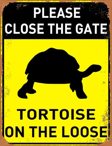 Please Close The Gate Tortoise On Loose Notice Metal Tin Sign, Funny ...