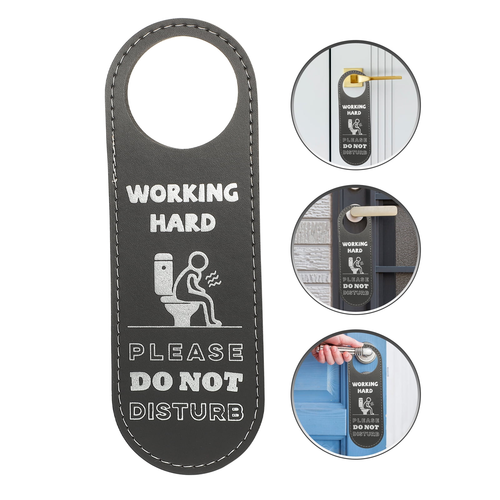 OULII Do Not Disturb Door Sign Bathroom Black Pu 1 Set For Coffe Shops ...