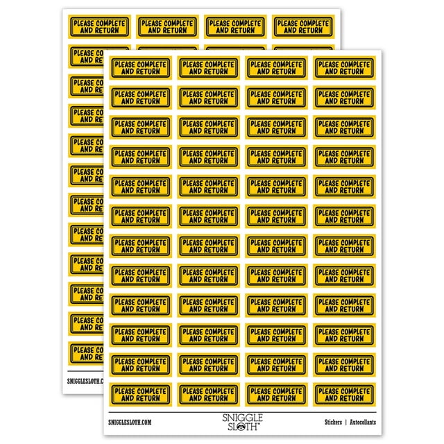 Please Complete and Return Double Border Sticker Set - Yellow - Gloss ...