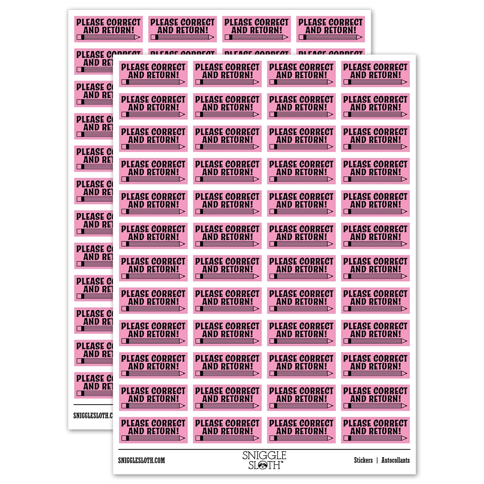 Please Correct and Return Pencil Teacher Student School Sticker Set ...