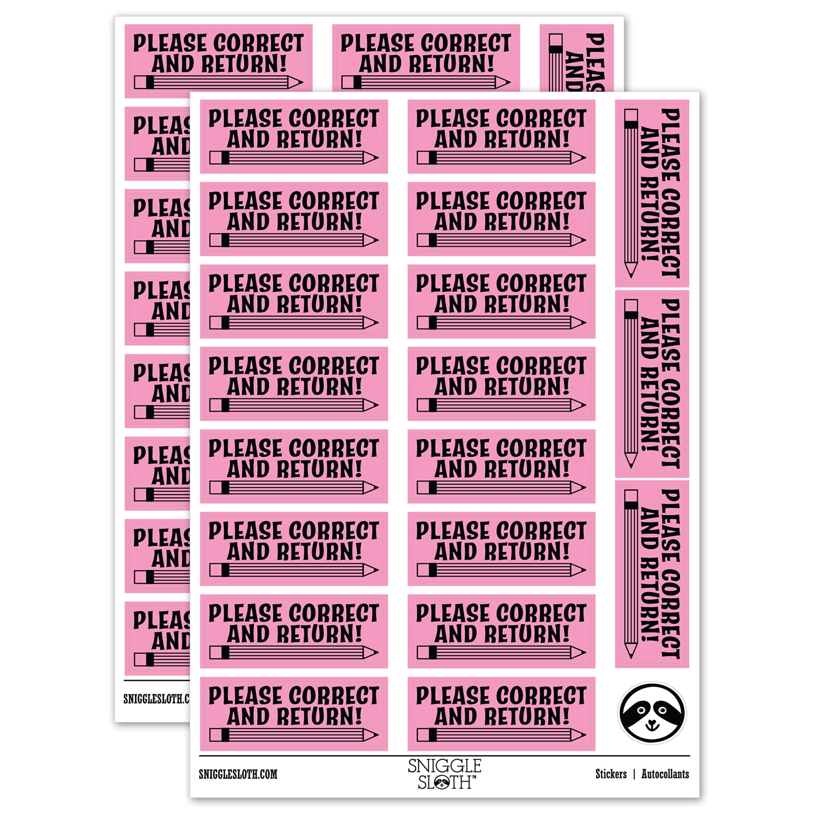 Please Correct and Return Pencil Teacher Student School Sticker Set ...