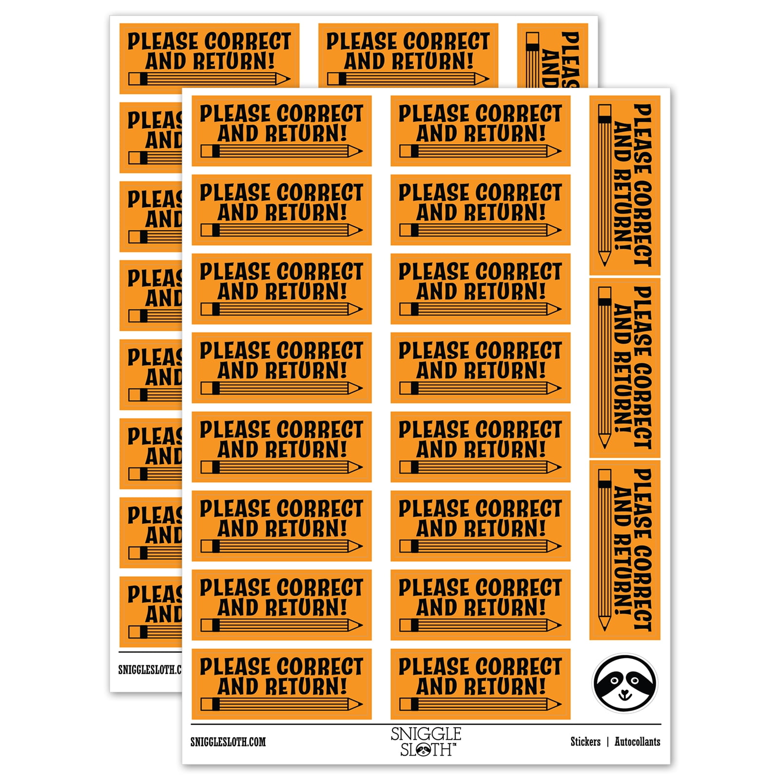 Please Correct and Return Pencil Teacher Student School Sticker Set ...