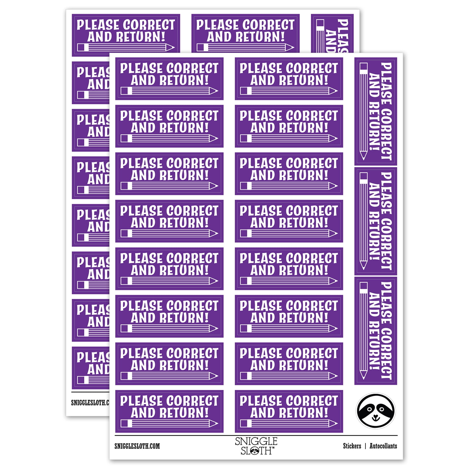 Please Correct and Return Pencil Teacher Student School Sticker Set ...