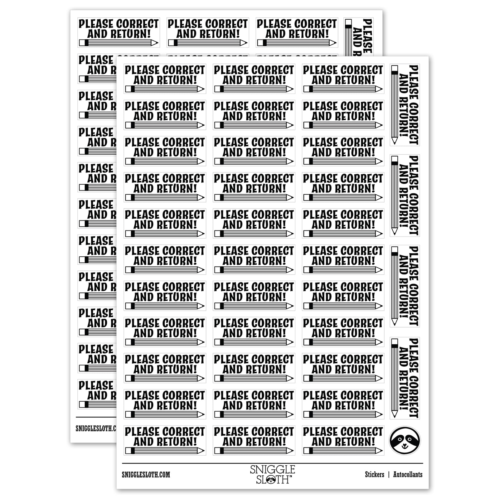 Please Correct and Return Pencil Teacher Student School Sticker Set ...