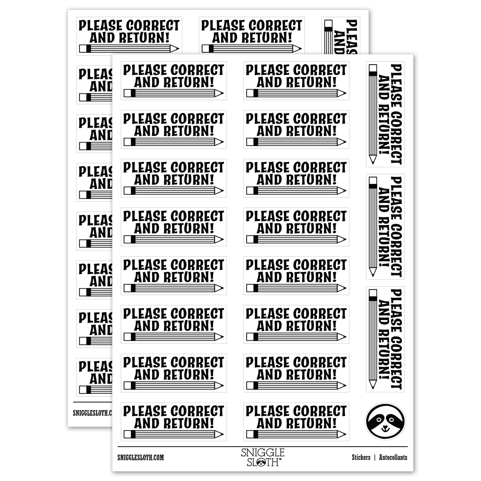 Please Correct and Return Pencil Teacher Student School Sticker Set ...