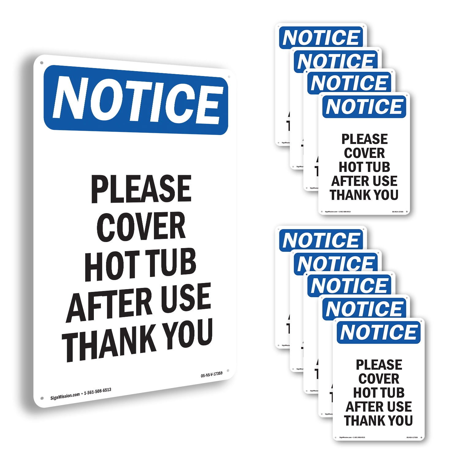 Please Cover Hot Tub After Use Thank You OSHA Notice Aluminum Sign 10 ...