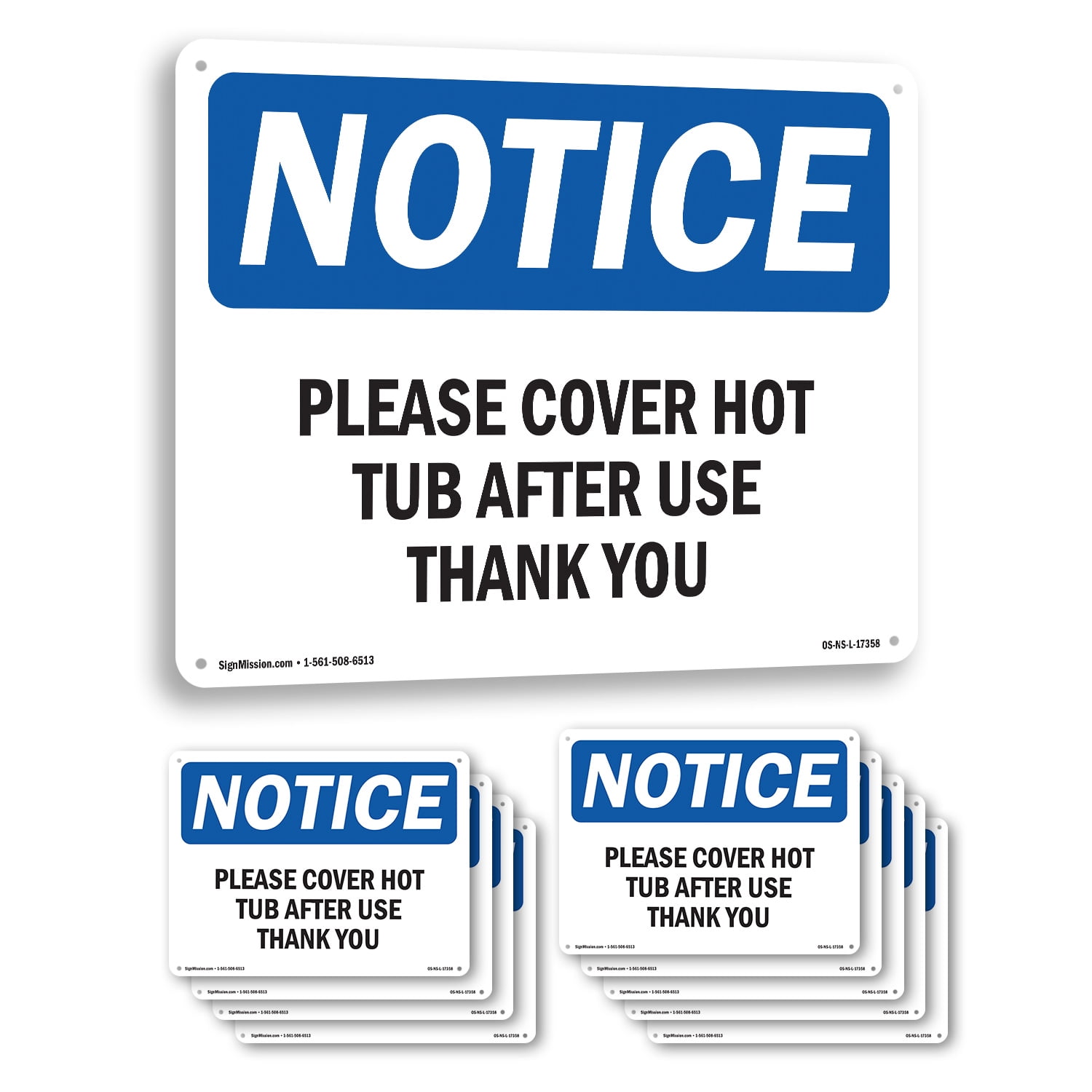 Please Cover Hot Tub After Use Thank You OSHA Notice Aluminum Sign 14 ...