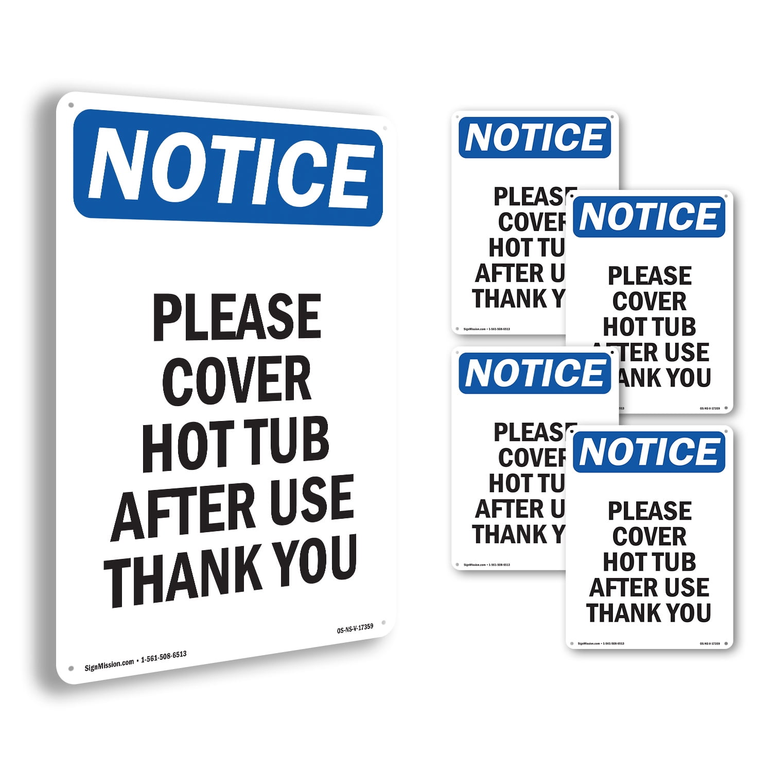 Please Cover Hot Tub After Use Thank You OSHA Notice Aluminum Sign 18 ...
