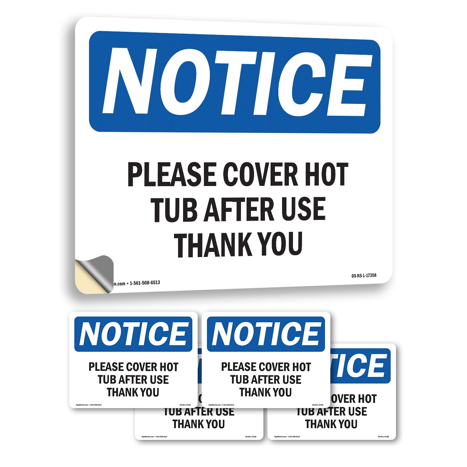Please Cover Hot Tub After Use Thank You OSHA Notice Vinyl Decal Label ...