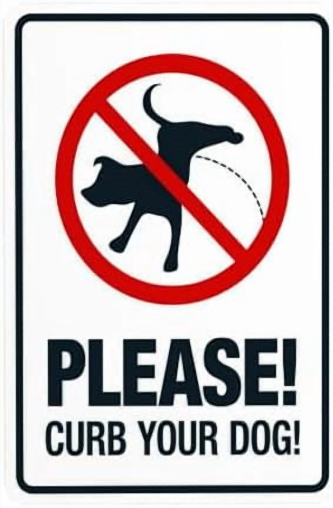 Please Curb Your Dog Warning Sign, Curb Your Dog Security Metal Signs ...