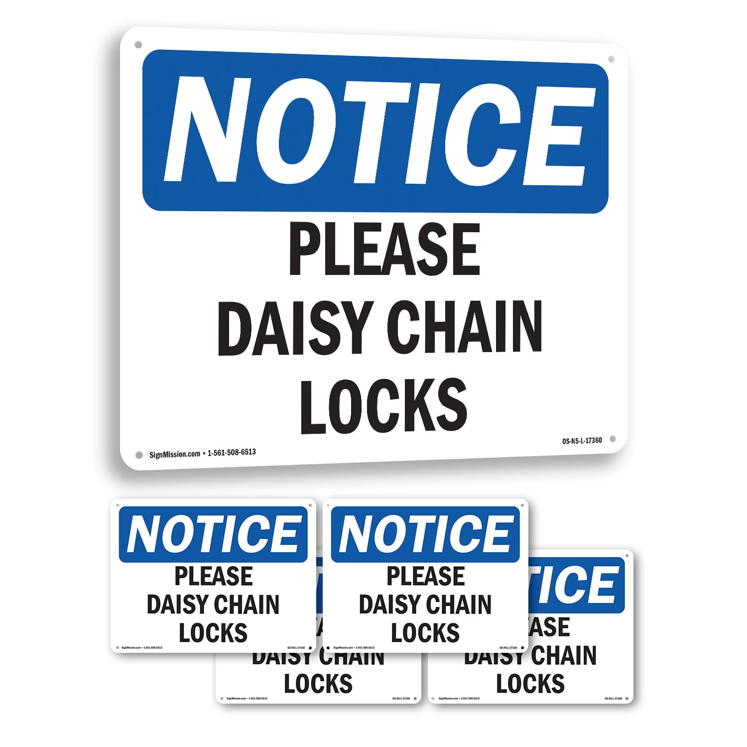 Please Daisy Chain Locks OSHA Notice Rigid Plastic Sign 24 Inch x 18 Inch - 5 Pack - Walmart.com