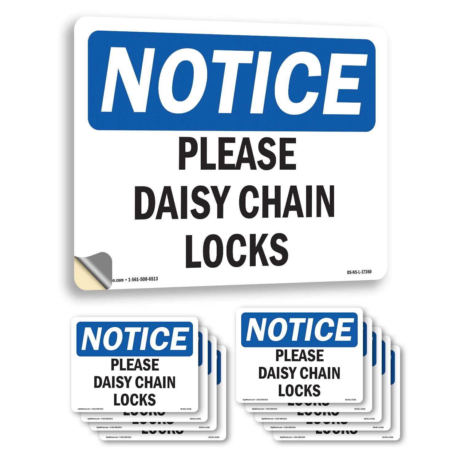 Please Daisy Chain Locks OSHA Notice Vinyl Decal Label 18 Inch x 12 Inch - 10 Pack - Walmart.com