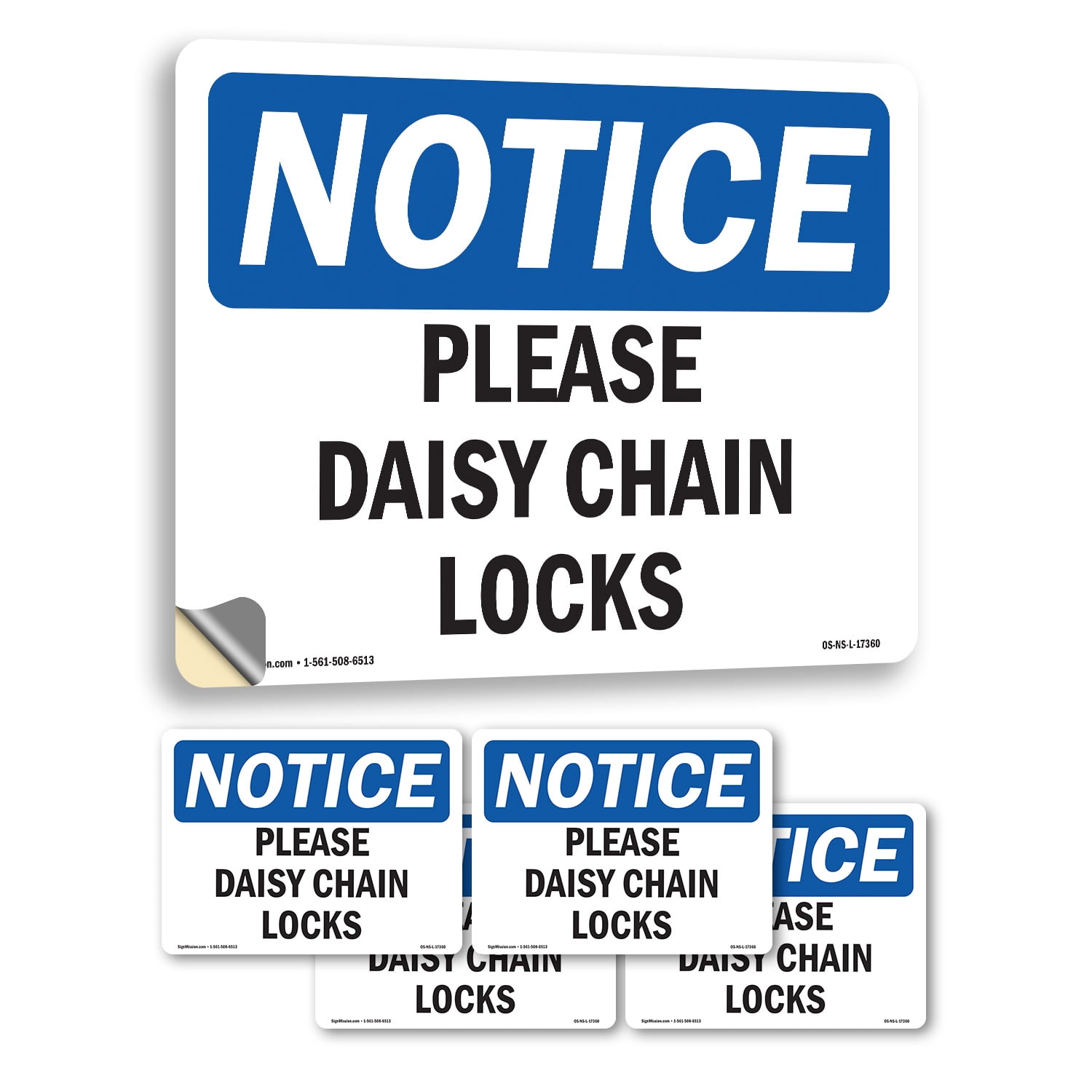 Please Daisy Chain Locks OSHA Notice Vinyl Decal Label 18 Inch x 12 ...