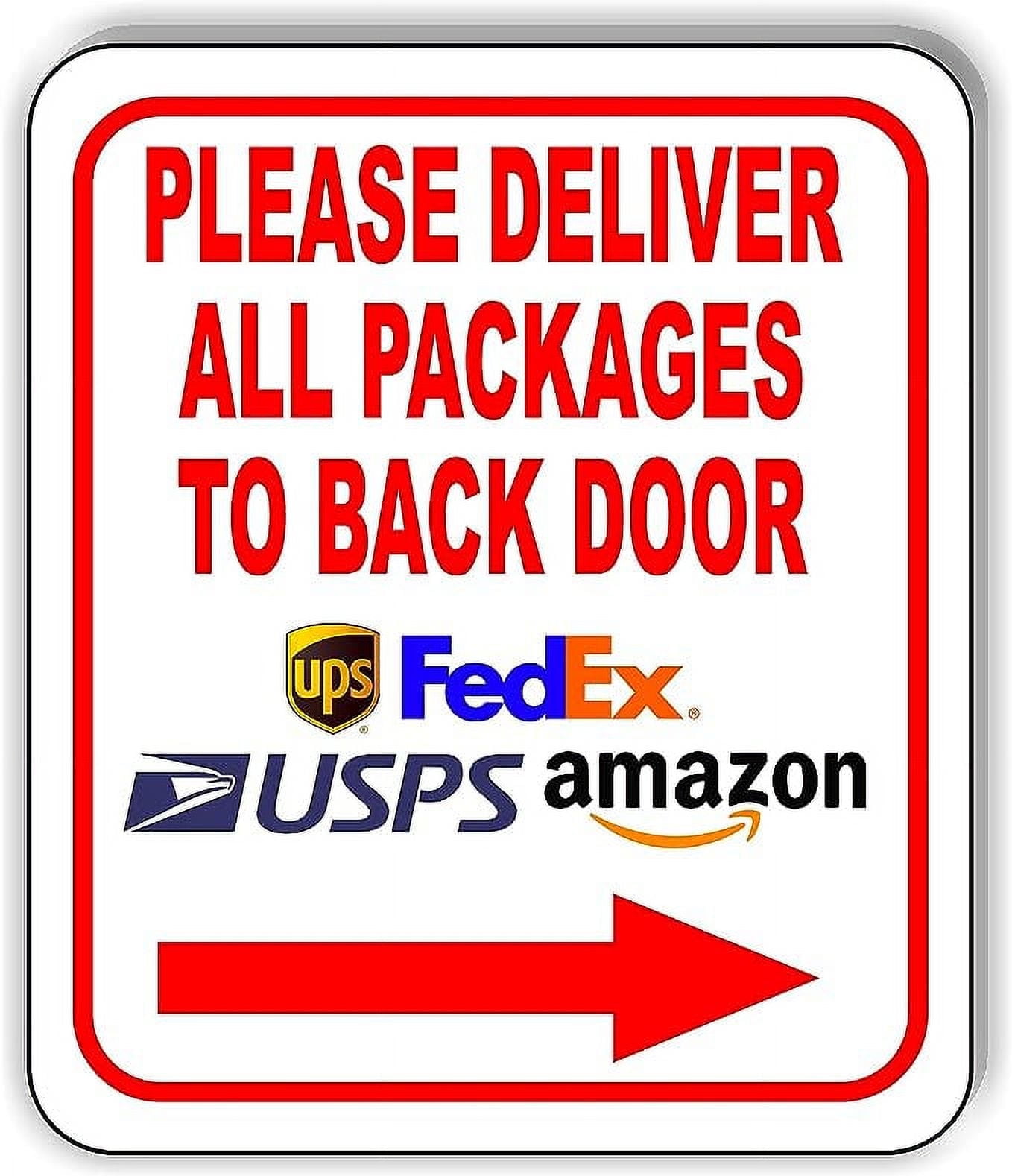 Delivery Sign for Drivers - Deliver Packages to Back Door, Right Arrow ...