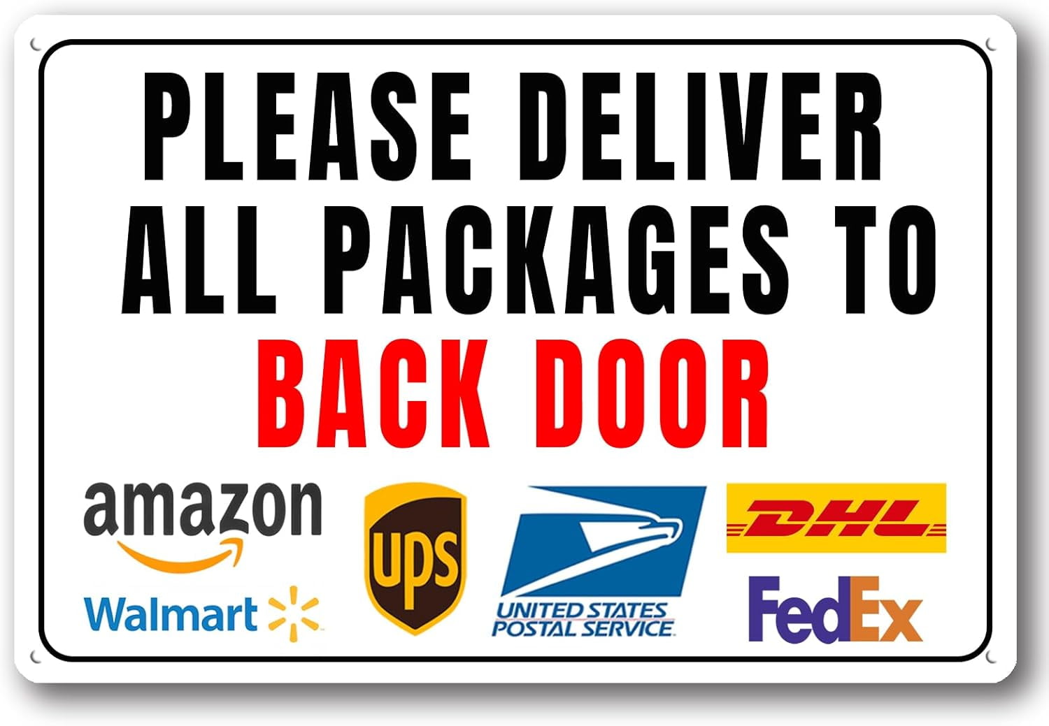 Please Deliver All Packages To Back Door - Delivery Sign for Outdoor ...