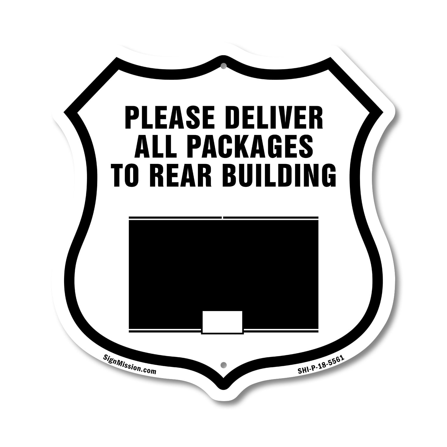 Please Deliver All Packages To Rear Building 12 inch X 12 inch Shield ...