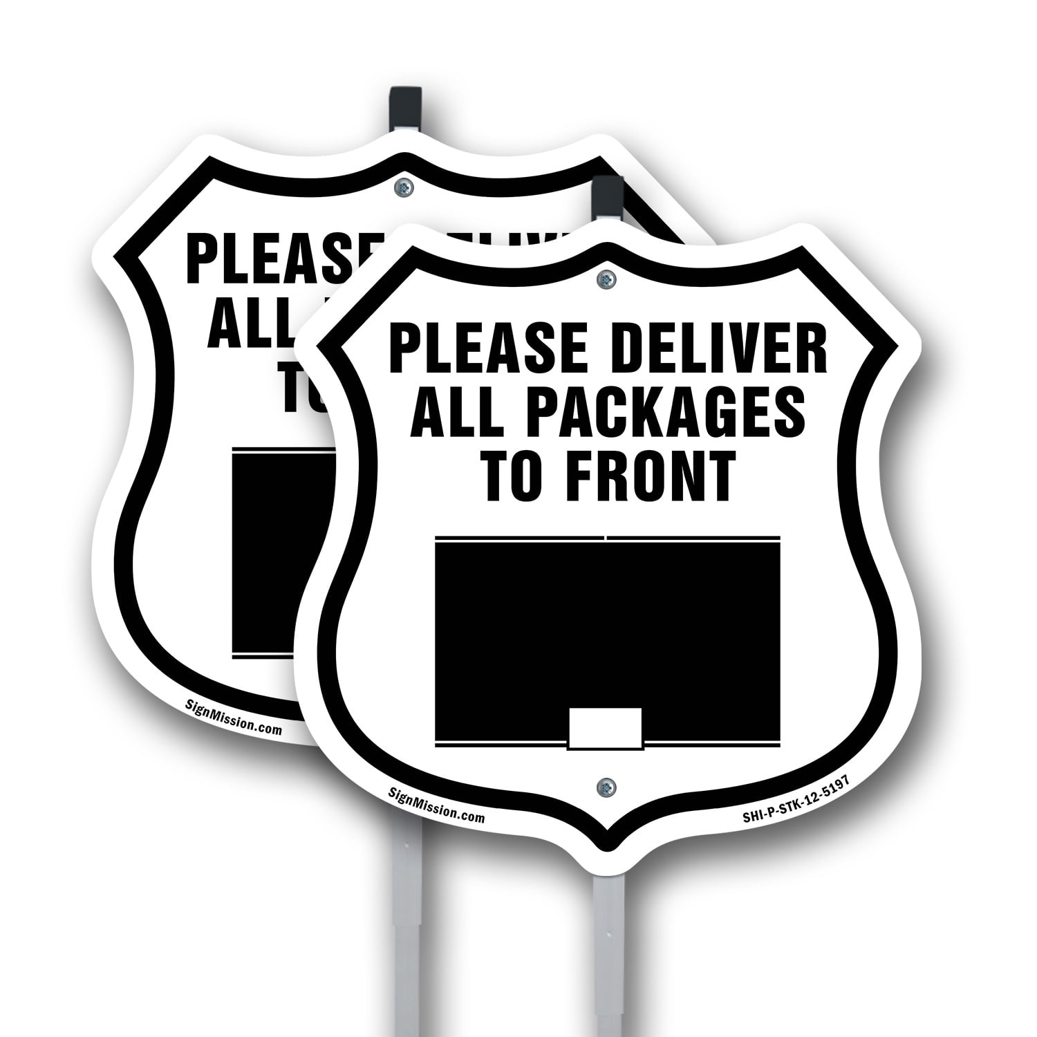 Please Deliver All Packages To Front (2 Pack) 12 inch X 12 inch Shield ...