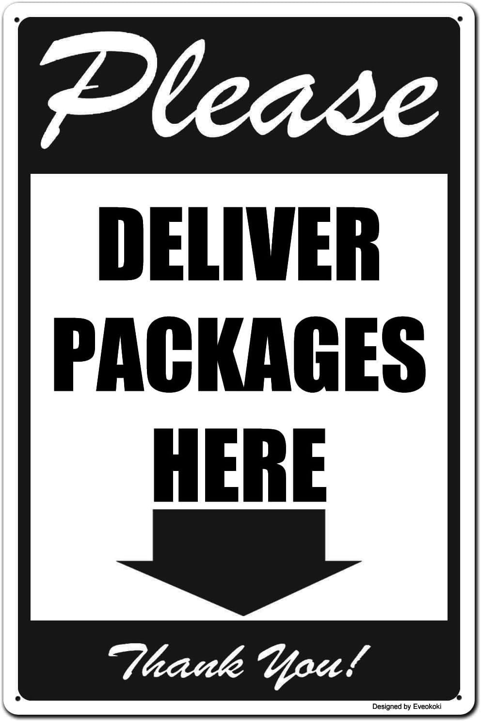 Please Deliver Packages Here Arrows Down Thank You Signs Metal Tin Sign ...