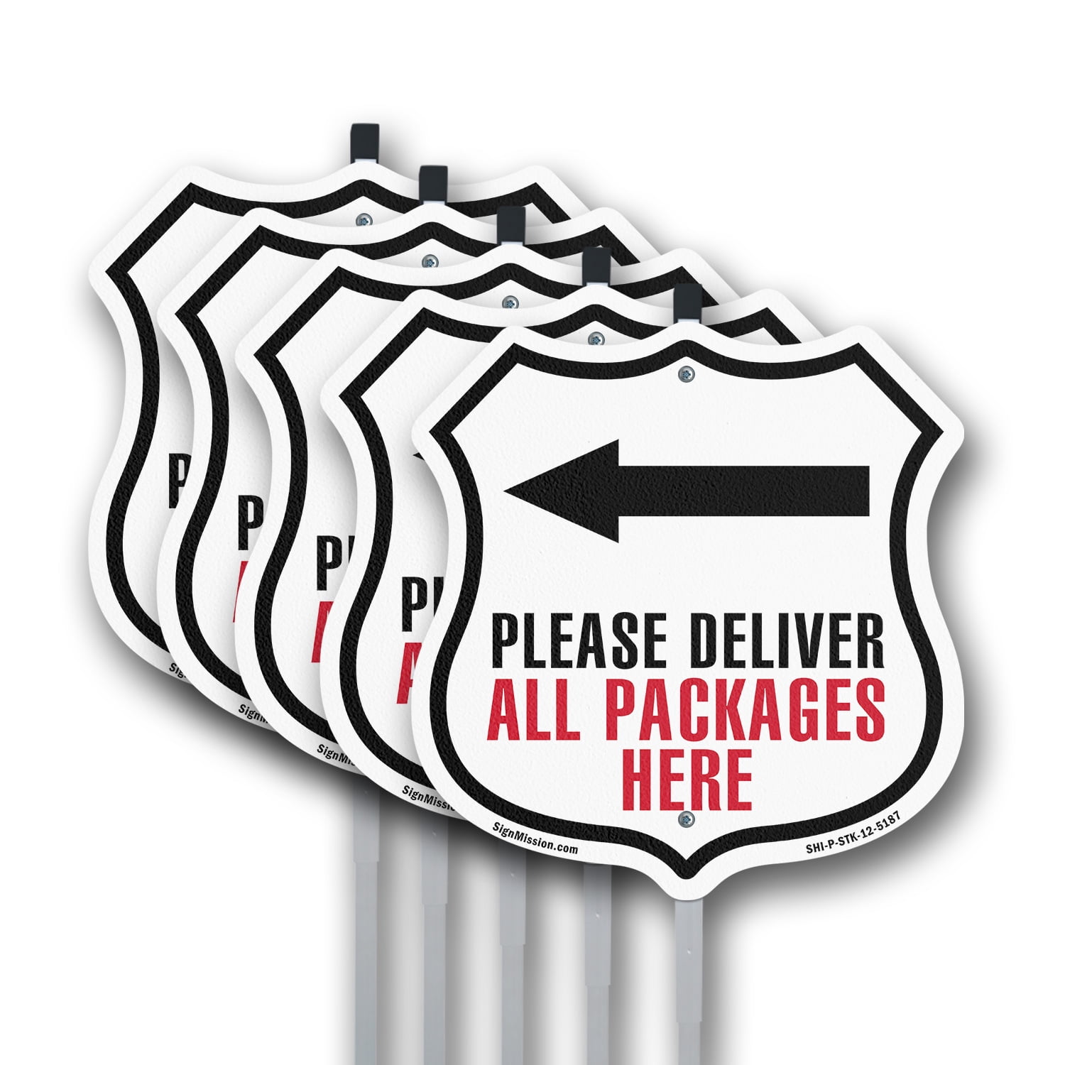 Please Deliver All Packages Here Left (5 Pack) 12 inch X 12 inch Shield ...