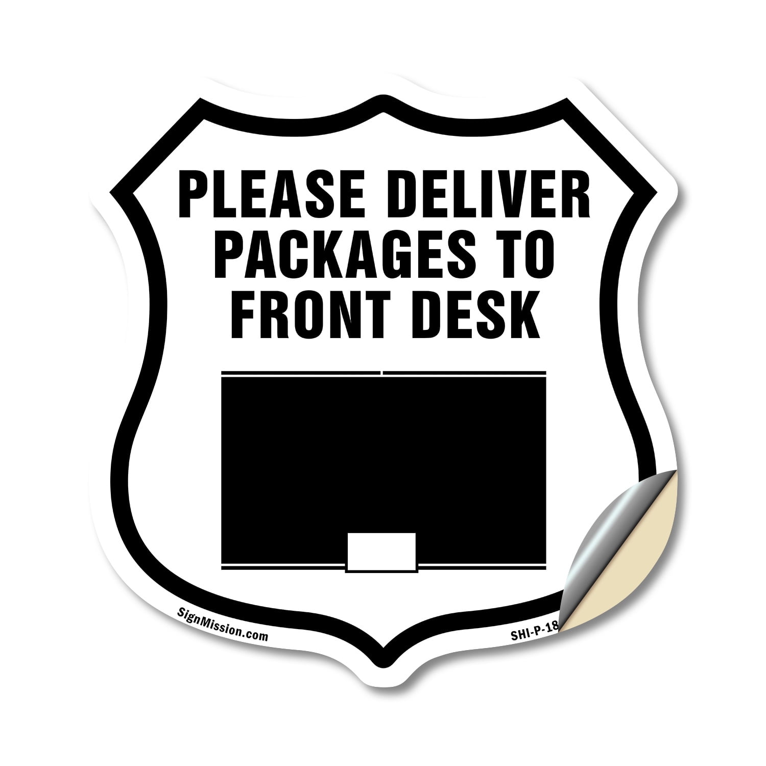 Please Deliver Packages To Front Desk (5 Pack) 4 inch X 4 inch Shield ...