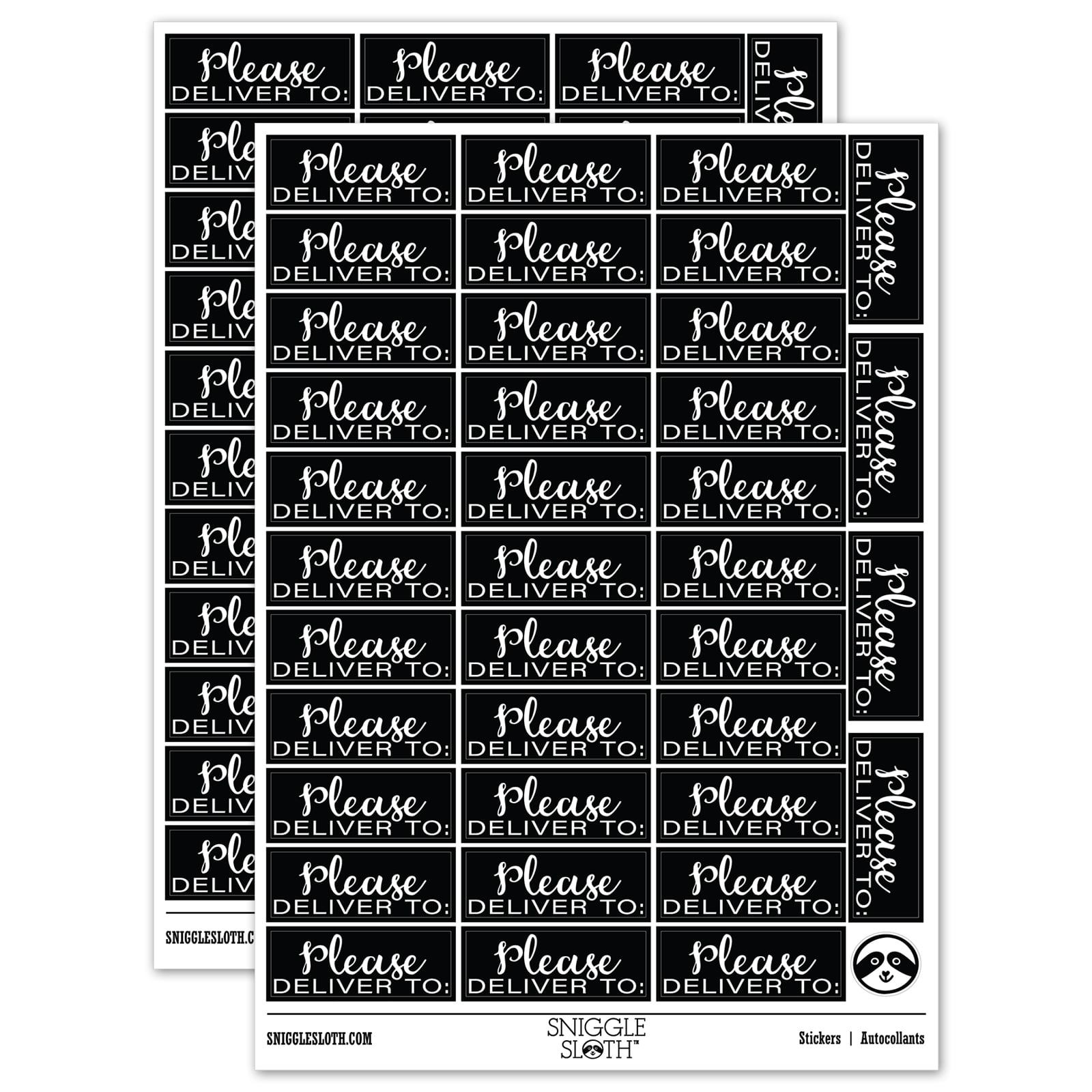 Please Deliver To Label Letter Package Mail Sticker Set - Black - Gloss ...