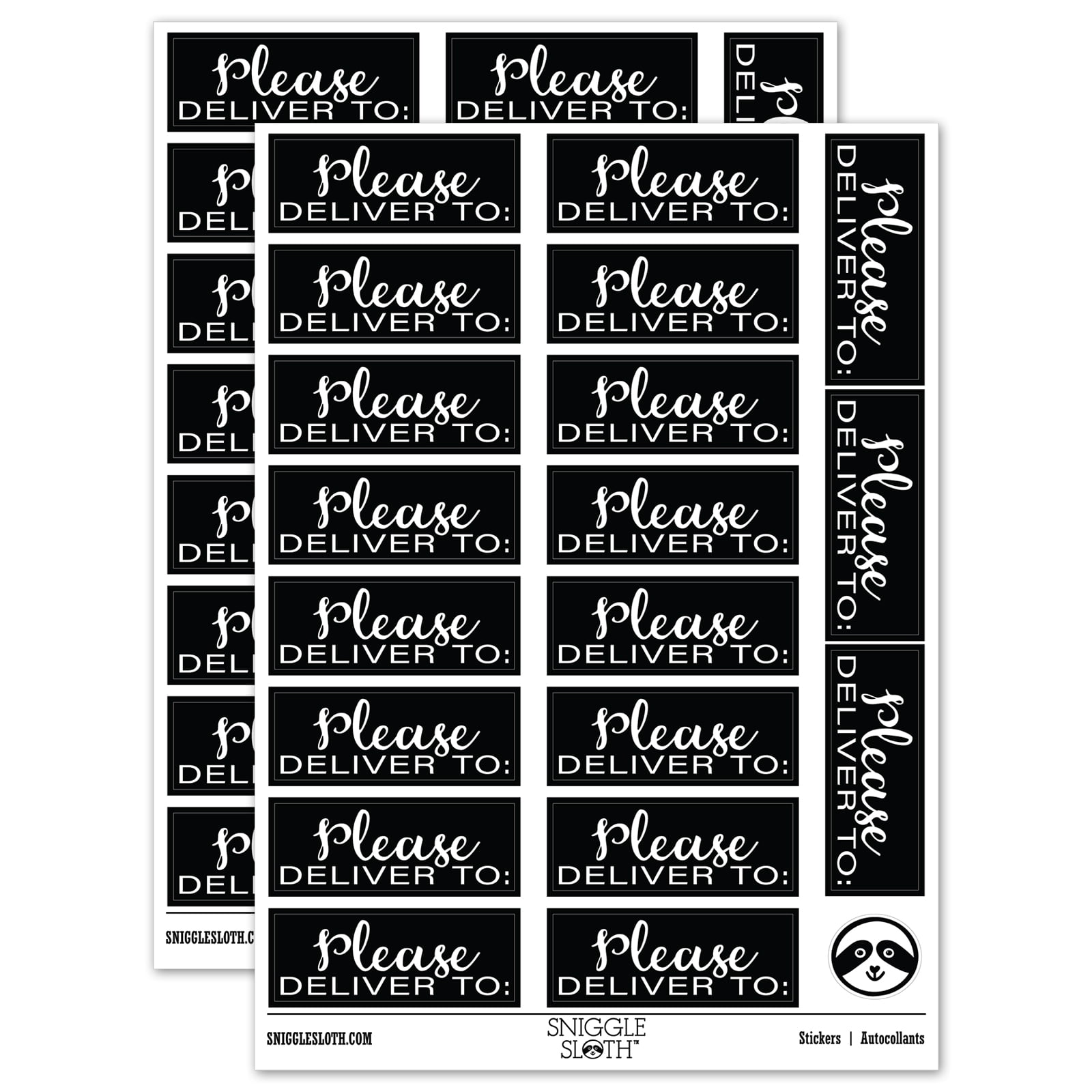 Please Deliver To Label Letter Package Mail Sticker Set - Black - Gloss ...