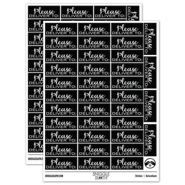 Please Deliver To Label Letter Package Mail Sticker Set - Black - Matte ...