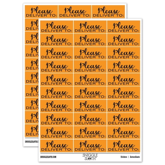Please Deliver To Label Letter Package Mail Sticker Set - Orange ...