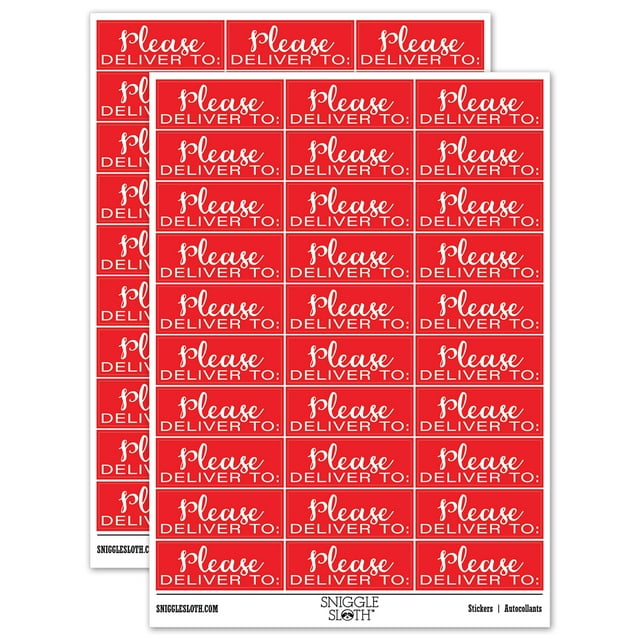 Please Deliver To Label Letter Package Mail Sticker Set - Red - Gloss ...