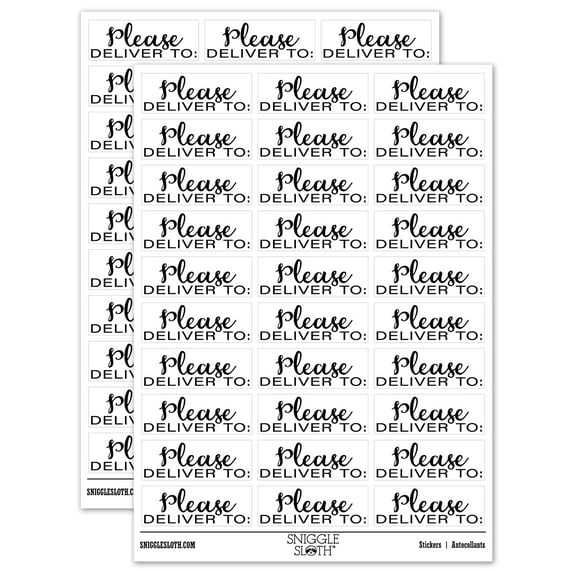 Please Deliver To Label Letter Package Mail Sticker Set - White - Gloss ...