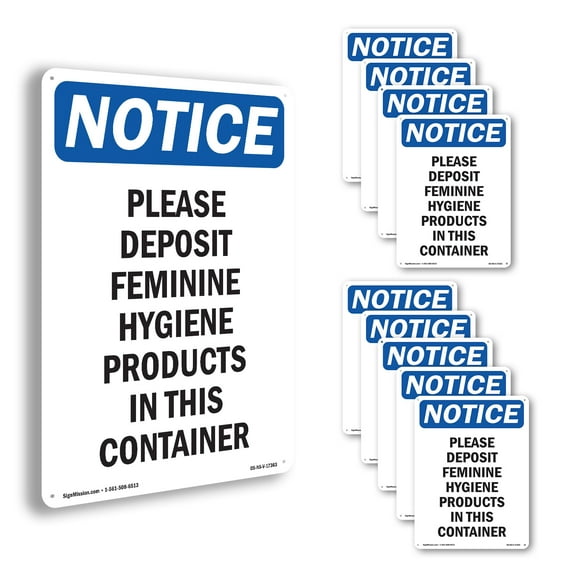 Please Deposit Feminine Hygiene OSHA Notice Rigid Plastic Sign 18 Inch ...
