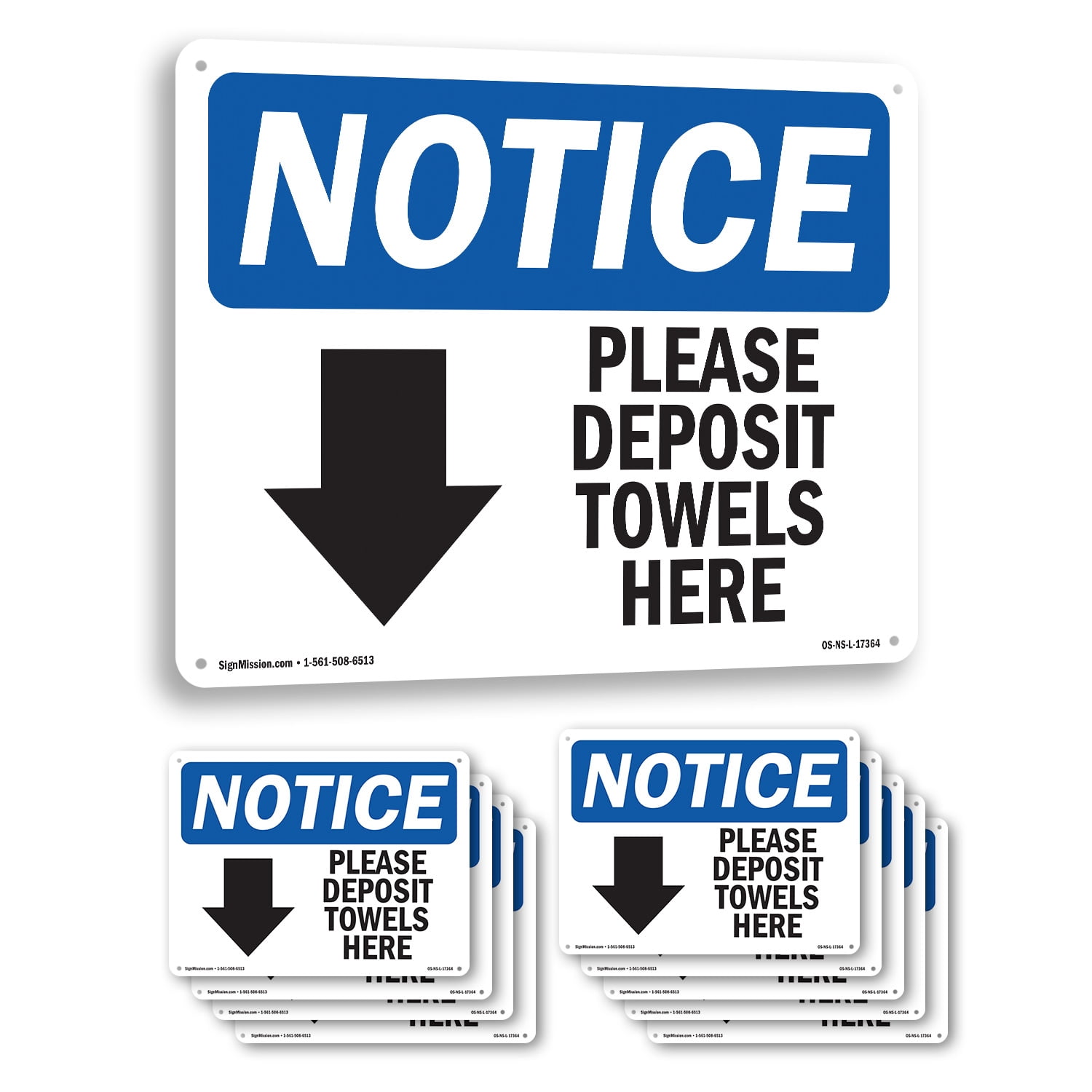 Please Deposit Towels Here [Down OSHA Notice Rigid Plastic Sign 10 Inch ...