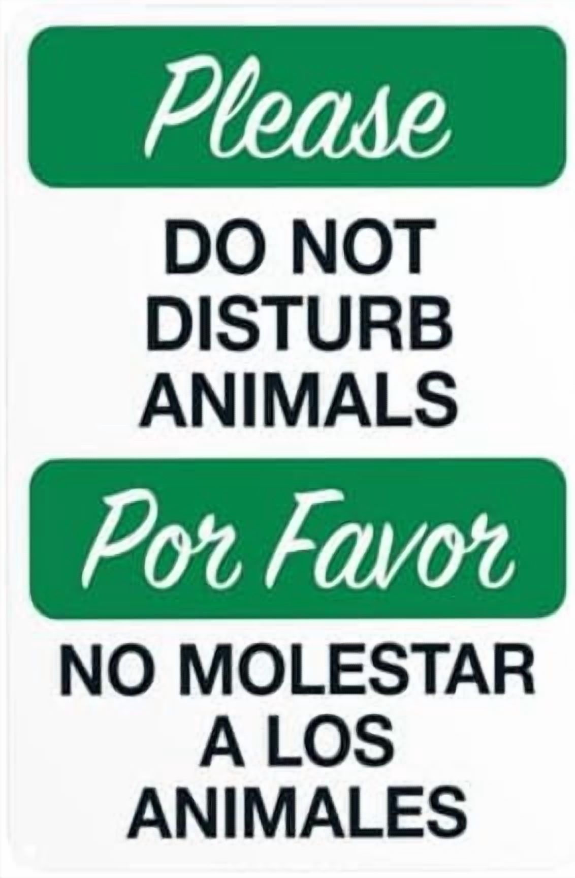Please Do Not Disturb Animals Bilingual Warning Sign, Wildlife Metal ...