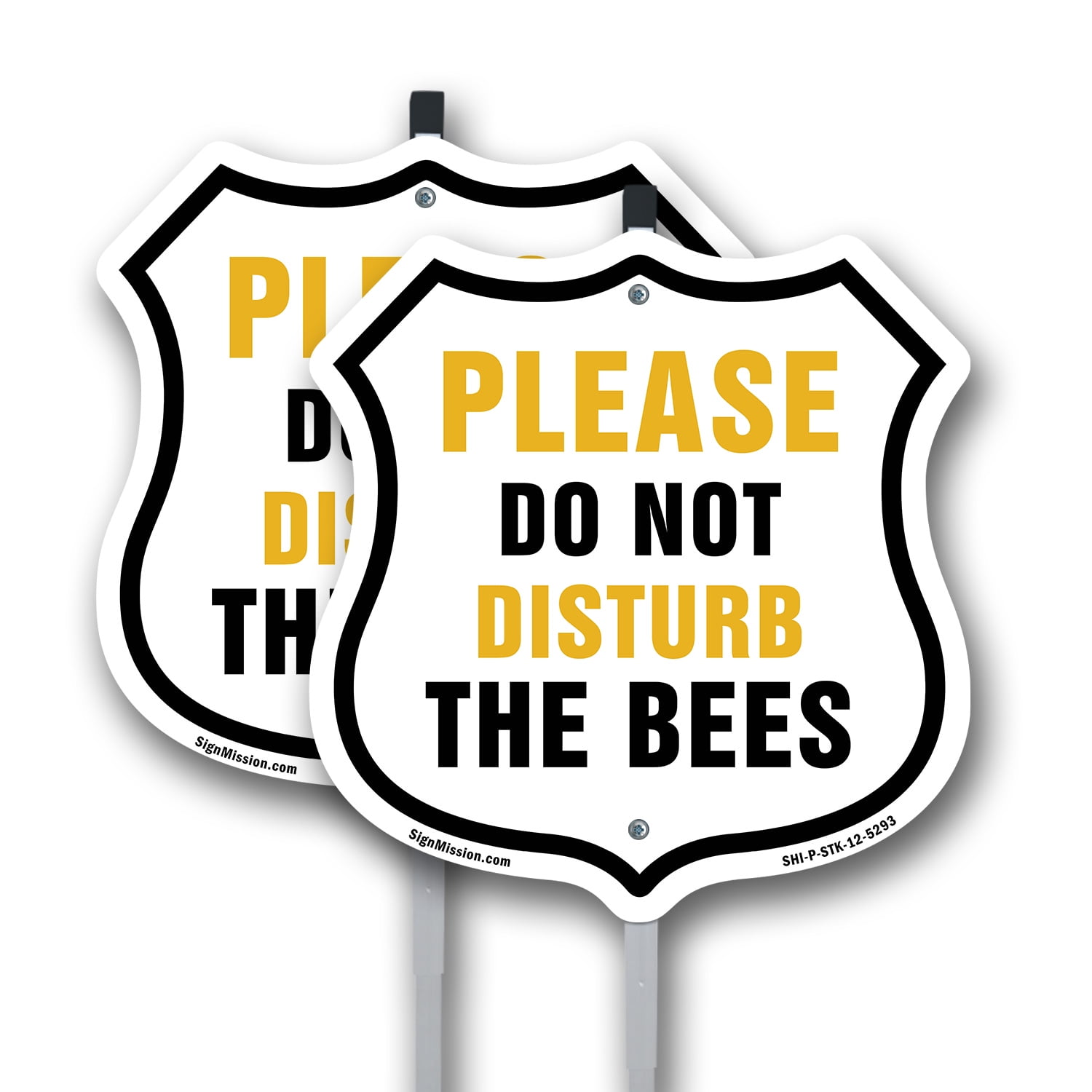Please Do Not Disturb The Bees (2 Pack) 12 inch X 12 inch Shield Shaped ...