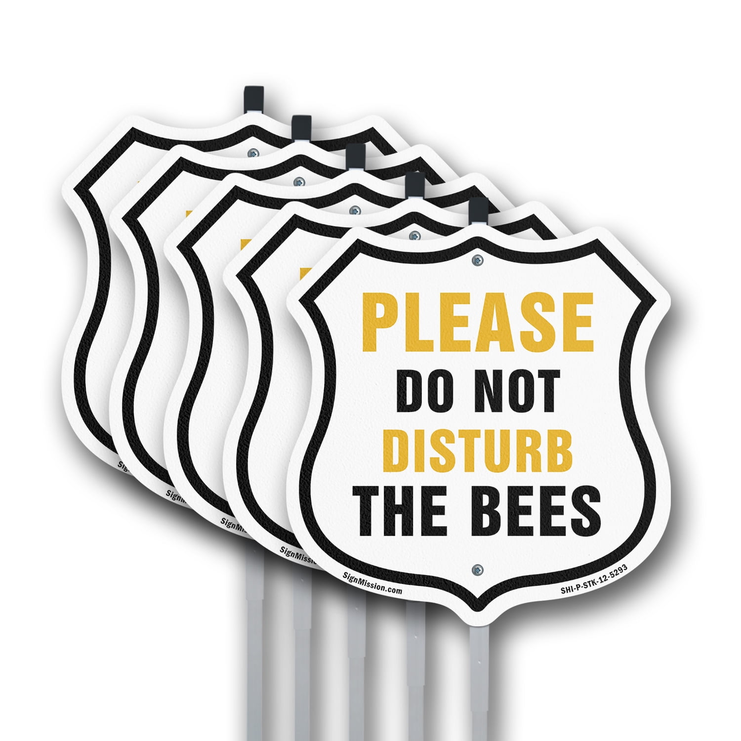 Please Do Not Disturb The Bees (5 Pack) 12 inch X 12 inch Shield Shaped ...