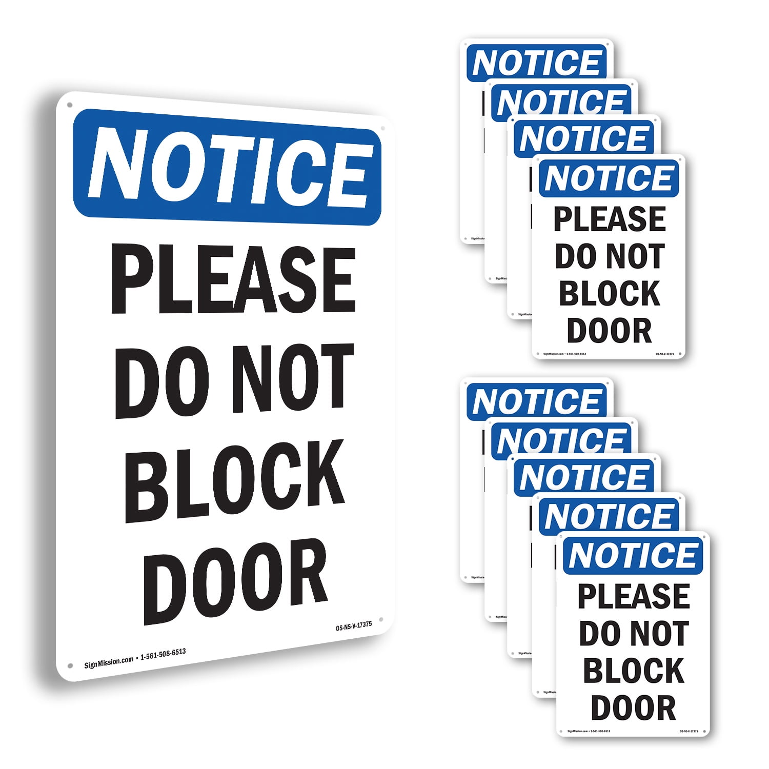 Please Do Not Block Door OSHA Notice Aluminum Sign 10 Inch x 7 Inch ...