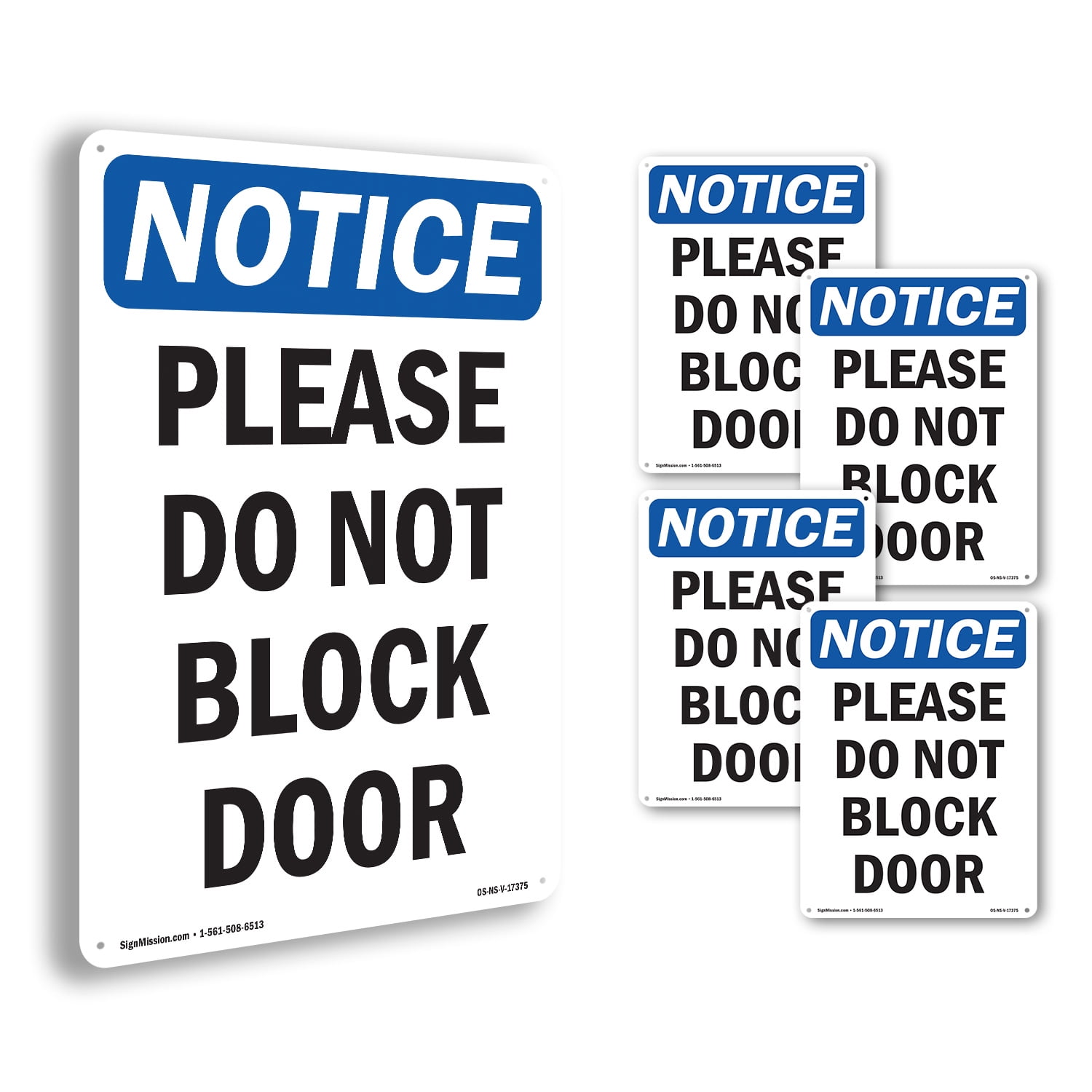 Please Do Not Block Door OSHA Notice Rigid Plastic Sign 18 Inch x 12 ...