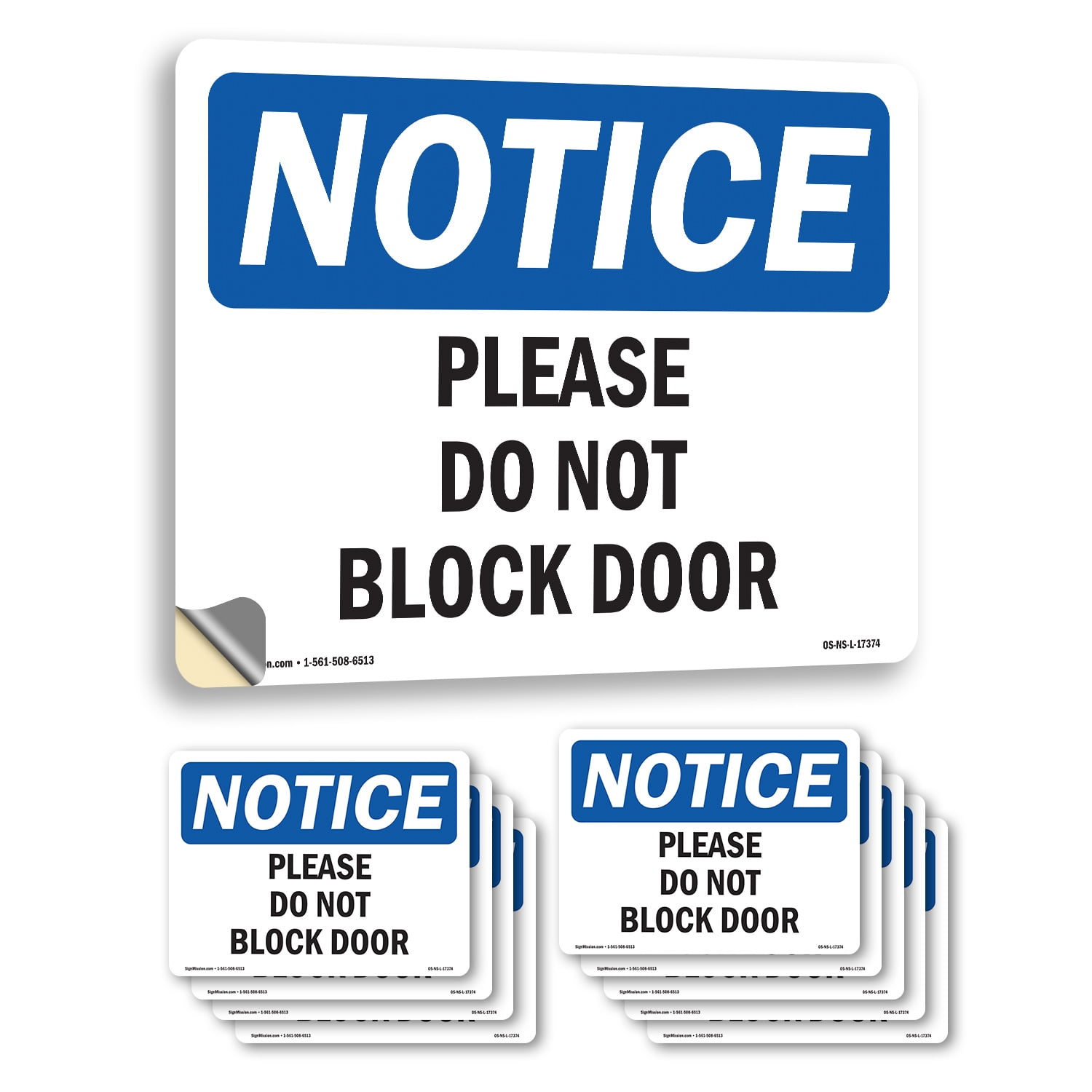 Please Do Not Block Door OSHA Notice Vinyl Decal Label 18 Inch x 12 ...