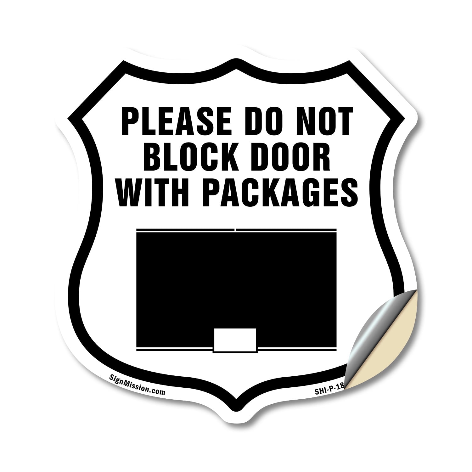 Please Do Not Block Door With Packages 18 inch X 18 inch Shield Shaped ...
