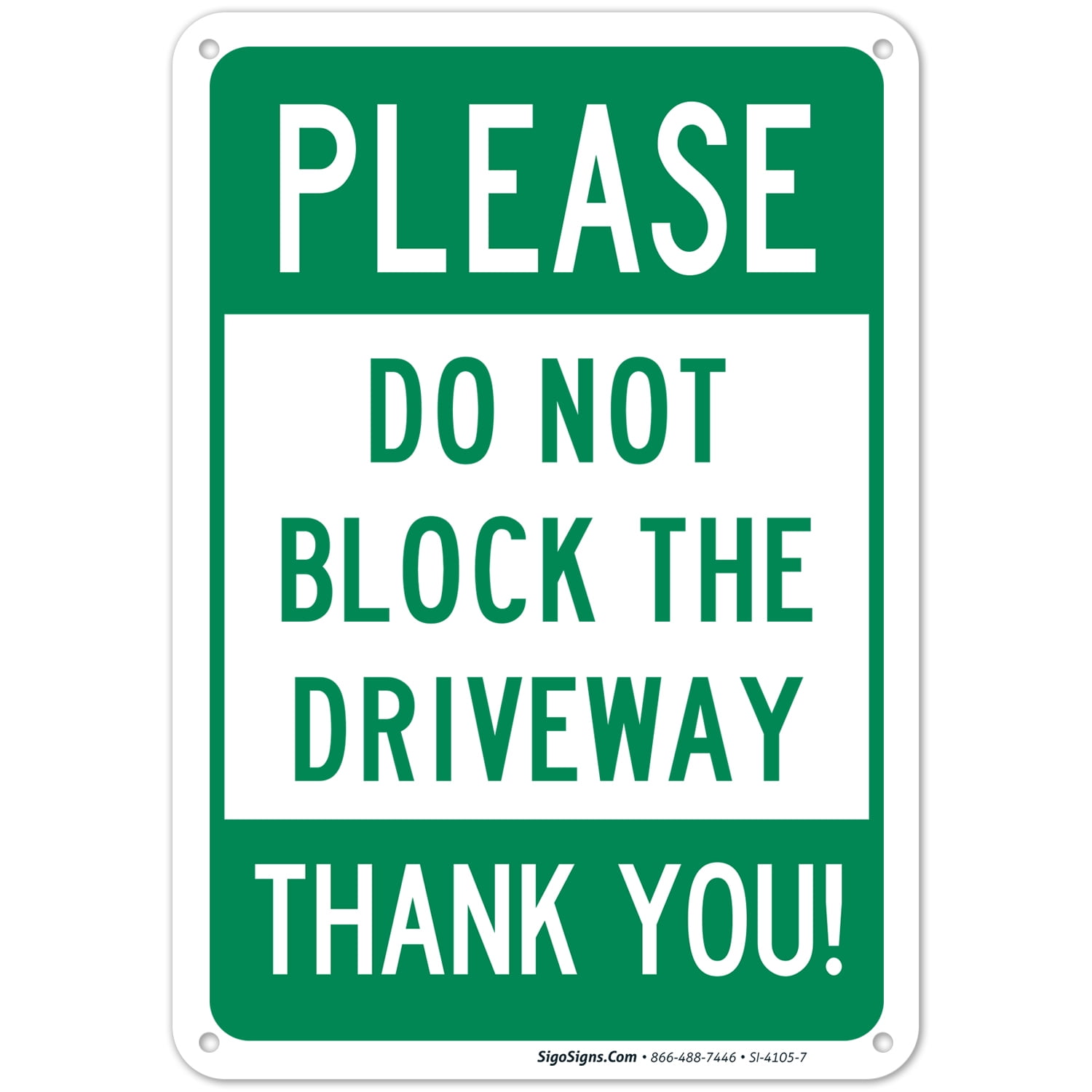 Please Do Not Block Driveway Sign, 10x7 Aluminum - Walmart.com