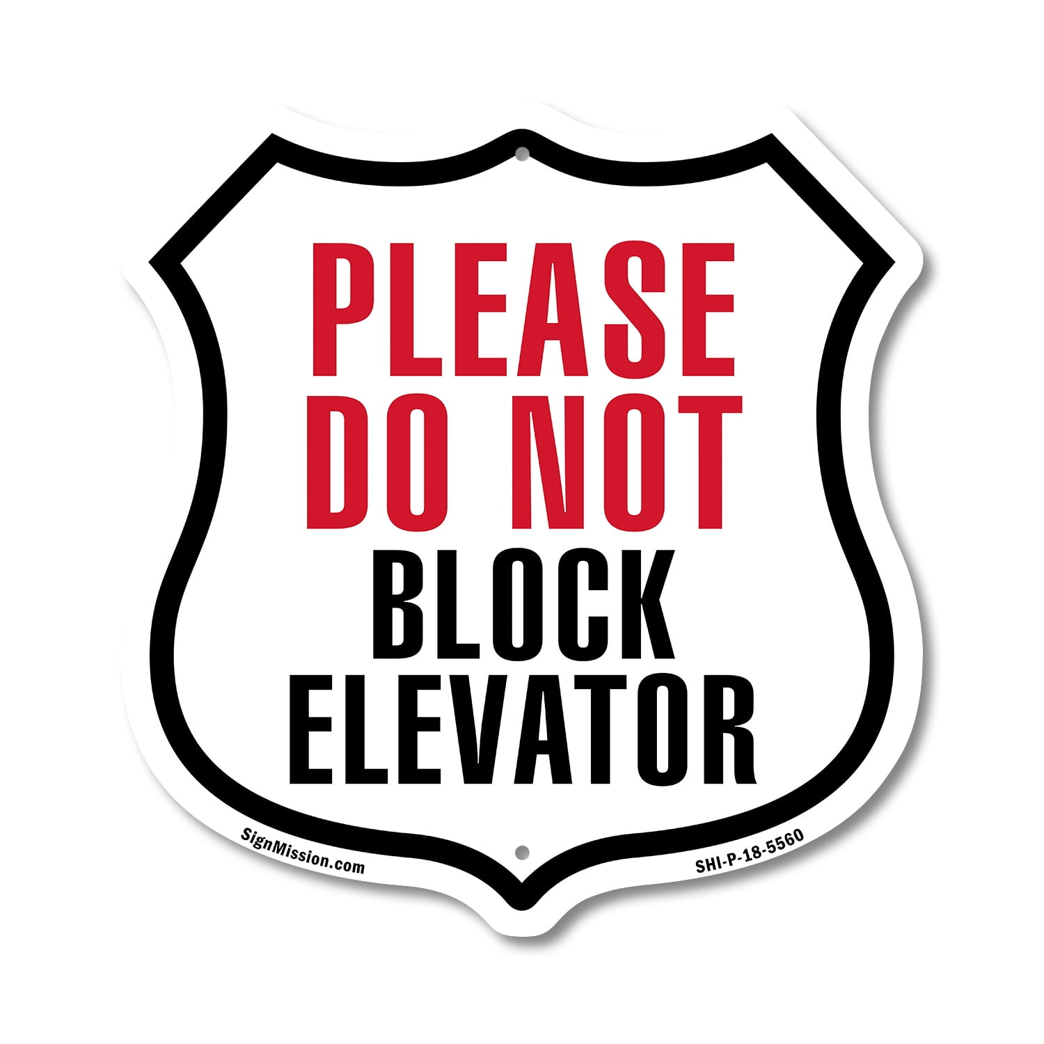 Please Do Not Block Elevator 12 inch X 12 inch Shield Shaped Commercial ...