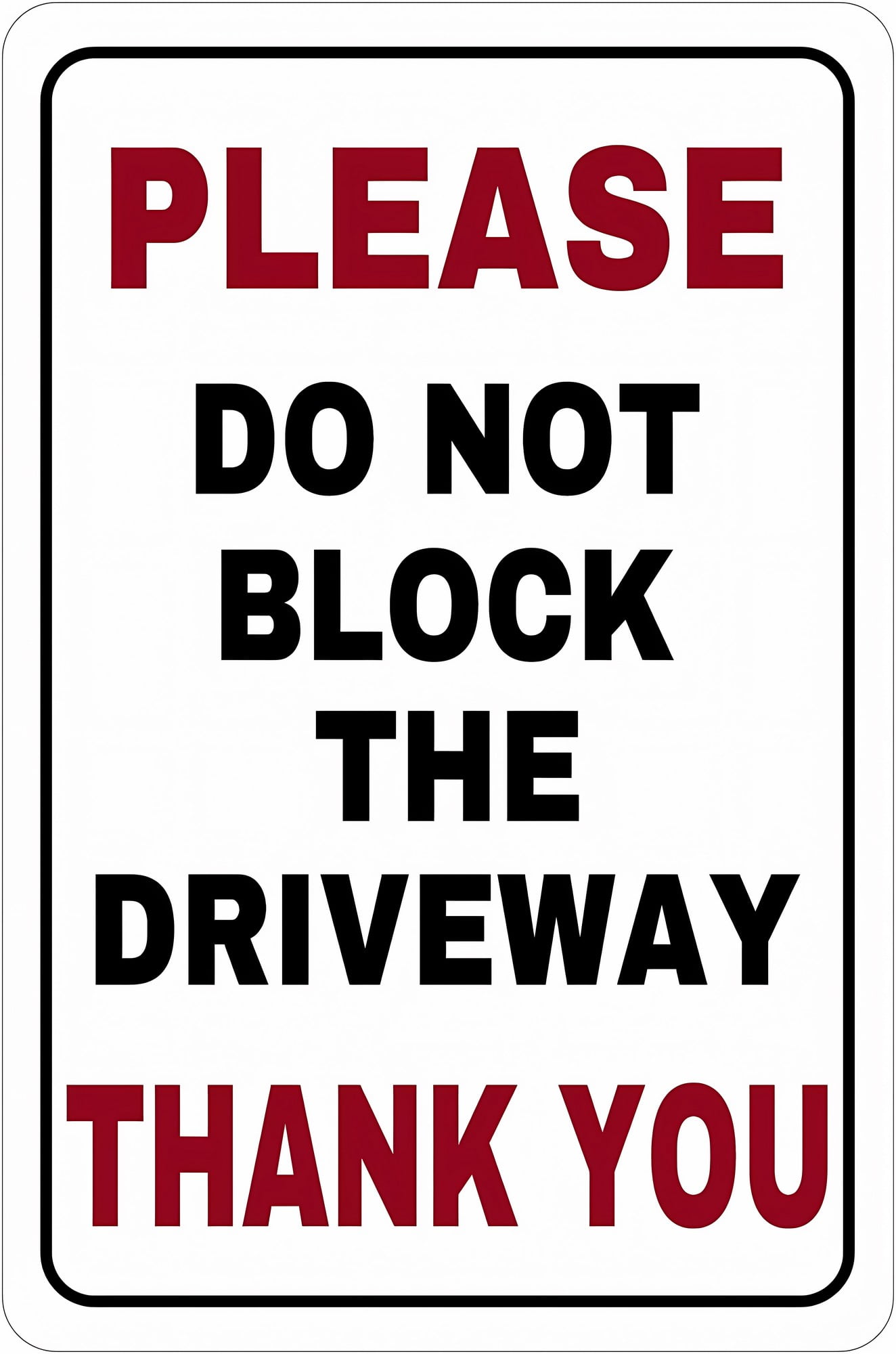 Please Do Not Block The Driveway Tin Sign - 8"x12", Vintage Metal Decor ...